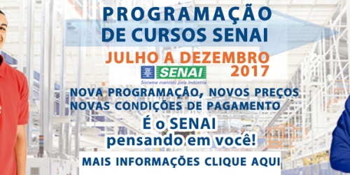 SENAI - SE | Nova Programação de Cursos SENAI Julho a Dezembro